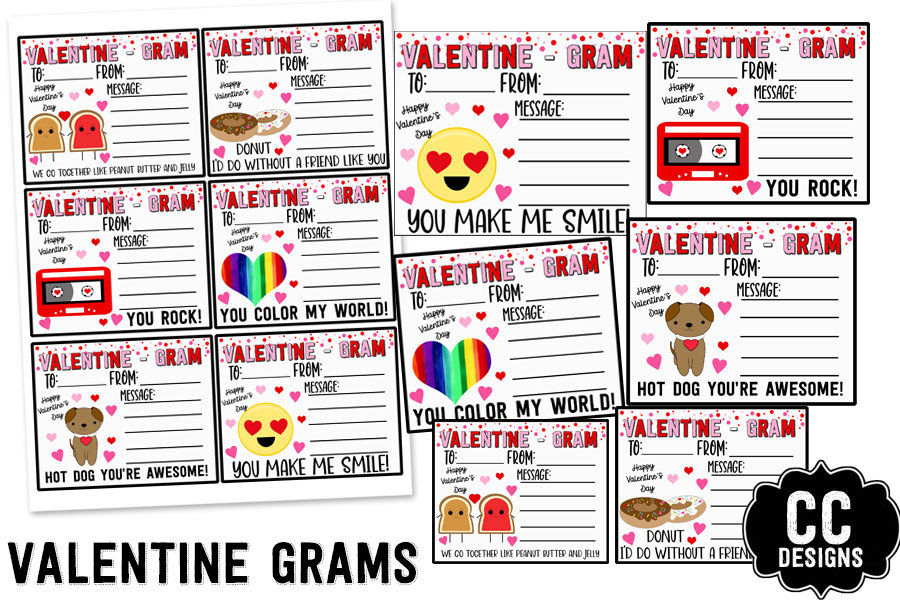PRINTABLE Valentine Gram Fundraiser PTO Tags Candy Tags Candy Gram Tags ...