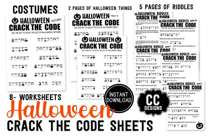 Halloween Crack the Code Printable Secret Code Worksheets Classroom ...
