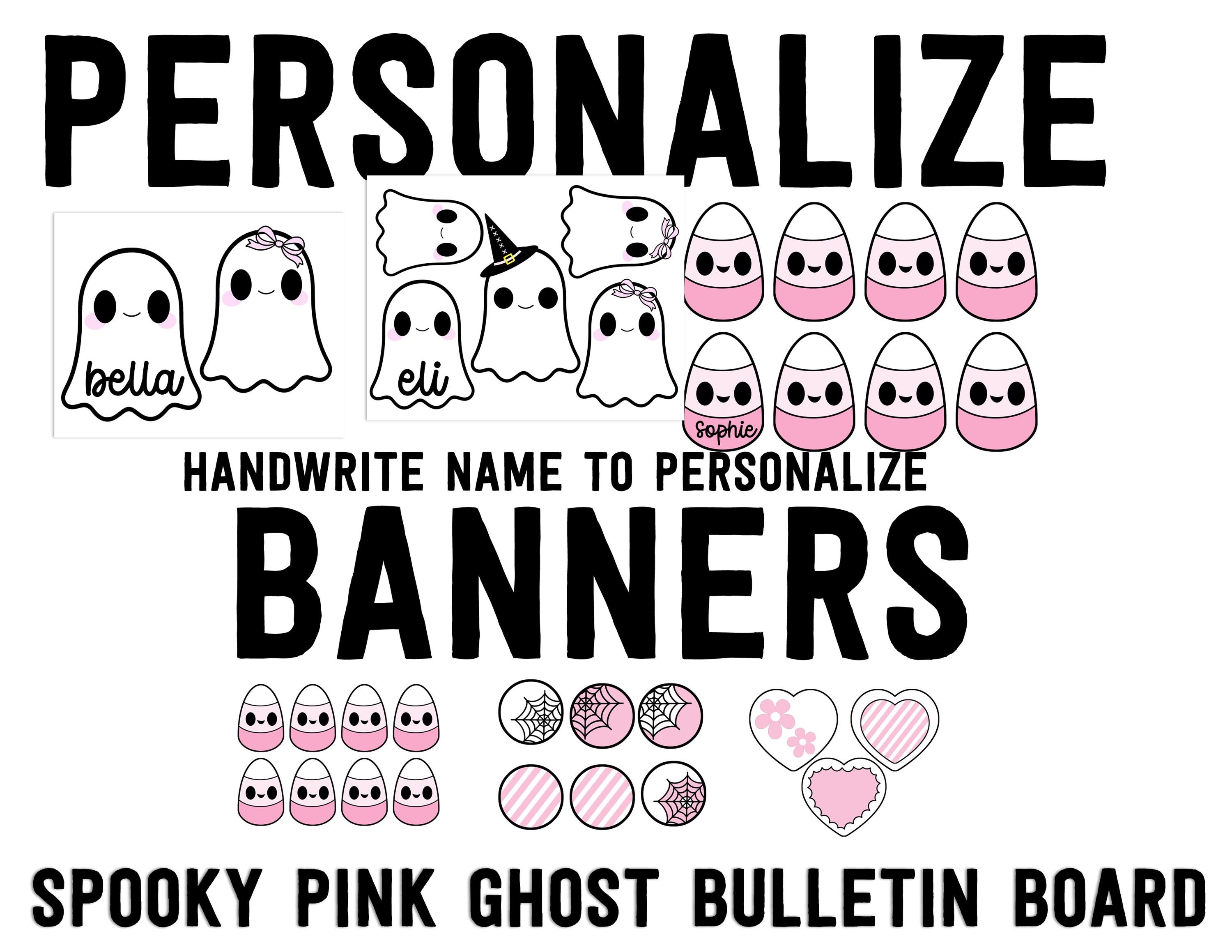 Spooky Pink Ghost Bulletin Board Kit | Let's Get Spooky Classroom Decor ...