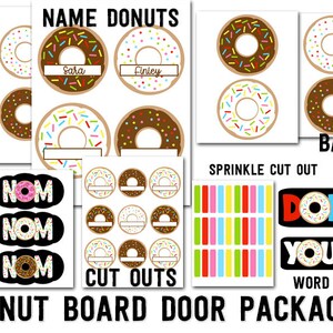 PRINTABLE Donut Door or Bulletin Board Kit Set Fun Banner Signs Word ...
