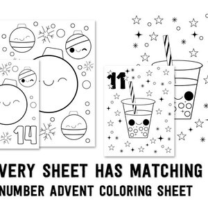 Christmas Advent Printable Holiday Advent Daily Coloring Activity Sheet ...