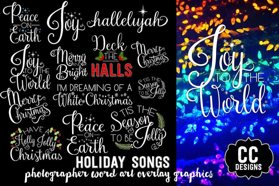 Holiday Songs Word Art Digital Clipart Illustration Text Photography ...