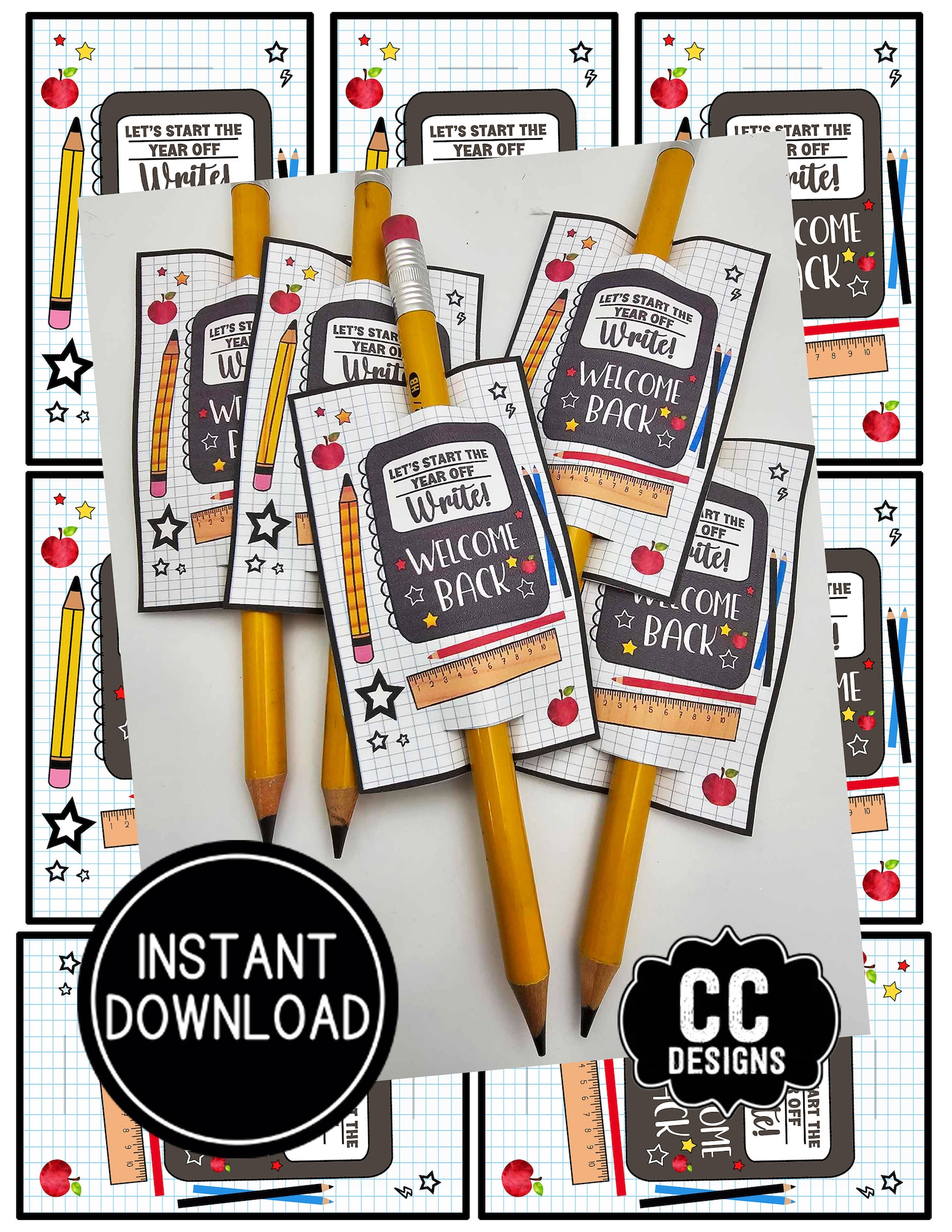 Back to School Pencil Toppers Welcome Back School Pencil Topper Favor ...