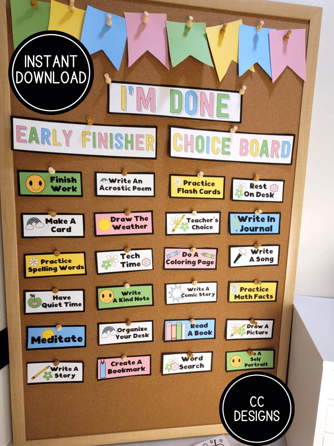Choice Board Bulletin Board Kit Word Blocks for Early Finisher I'm Done ...