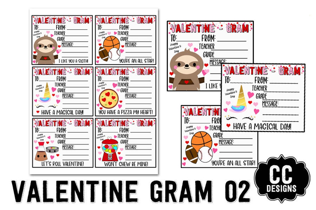 PRINTABLE Valentine Gram 02 Digital Valentine Cards Fundraiser PTO ...
