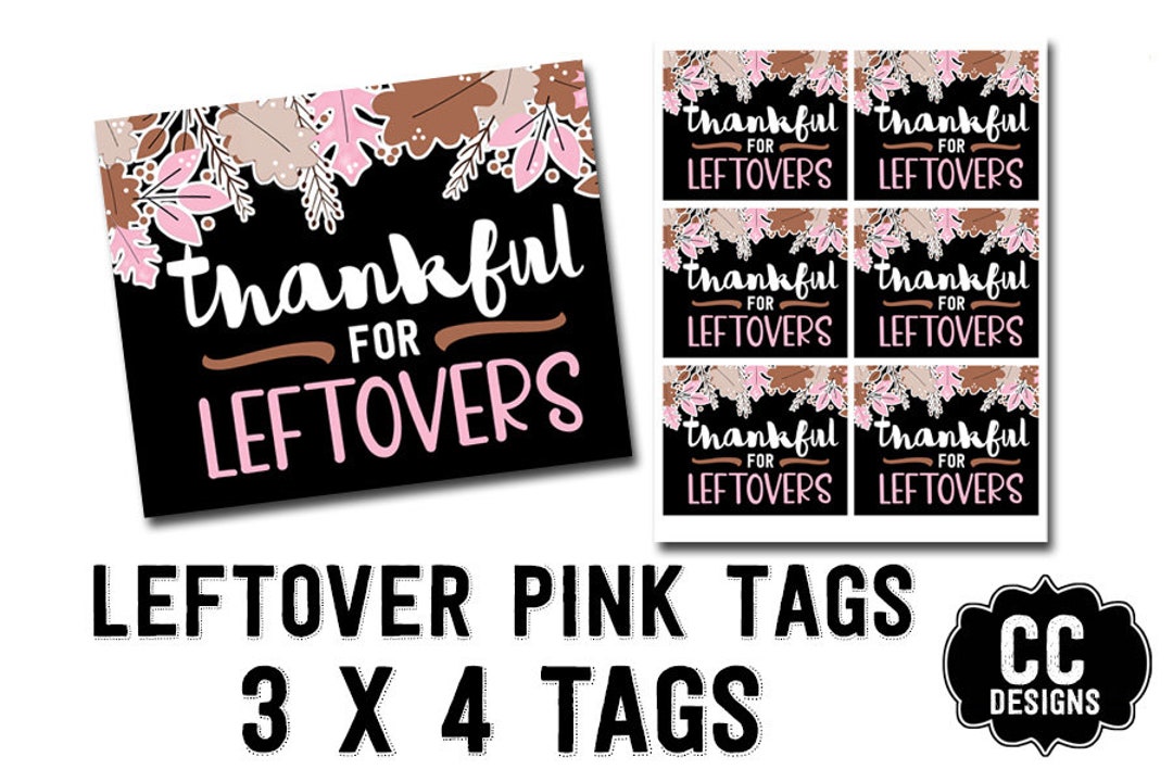 PRINTABLE Leftover Thankful Pink Large Label Food Container - Etsy
