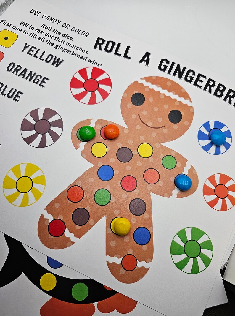 Christmas Candy Roll a Holiday Dice GAME Coloring or Candy Activity ...