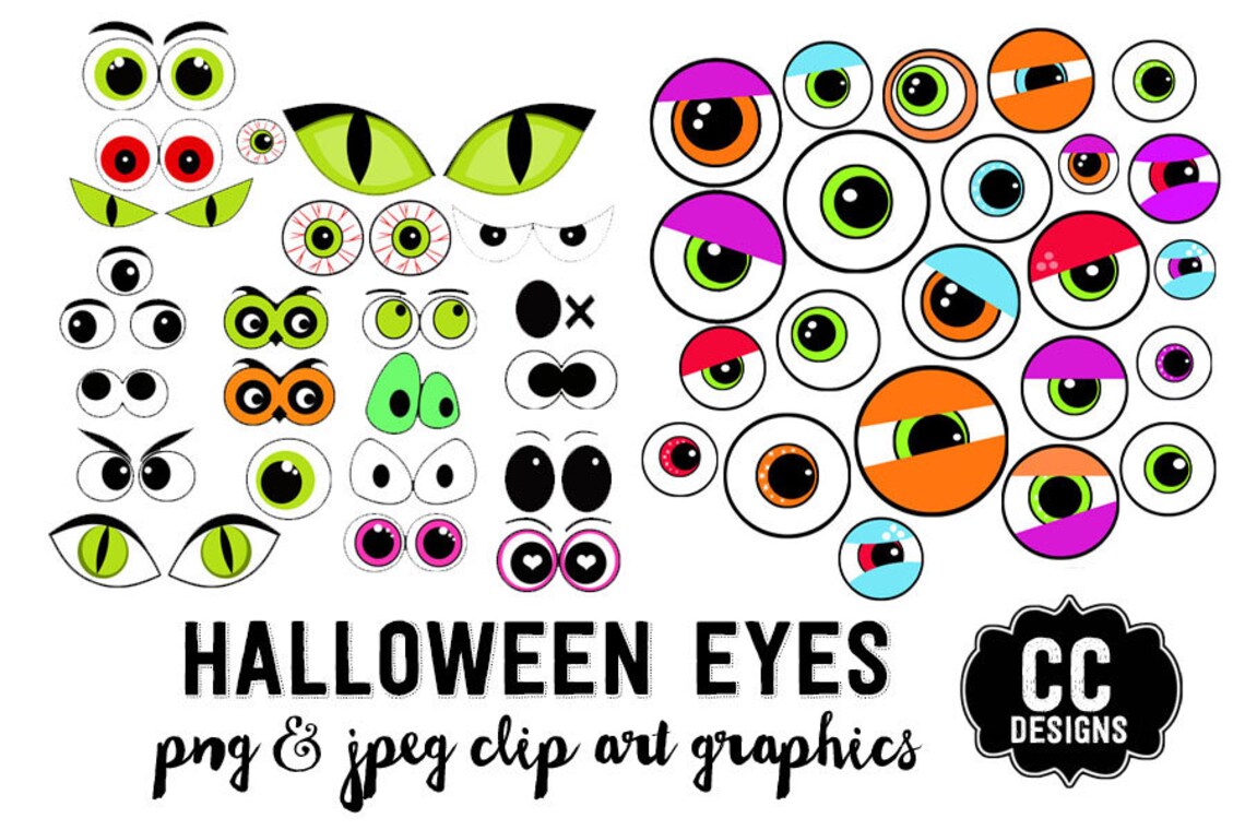 Spooky Halloween Eyes Digital Clip Art Set Fall Autumn Spooky ...