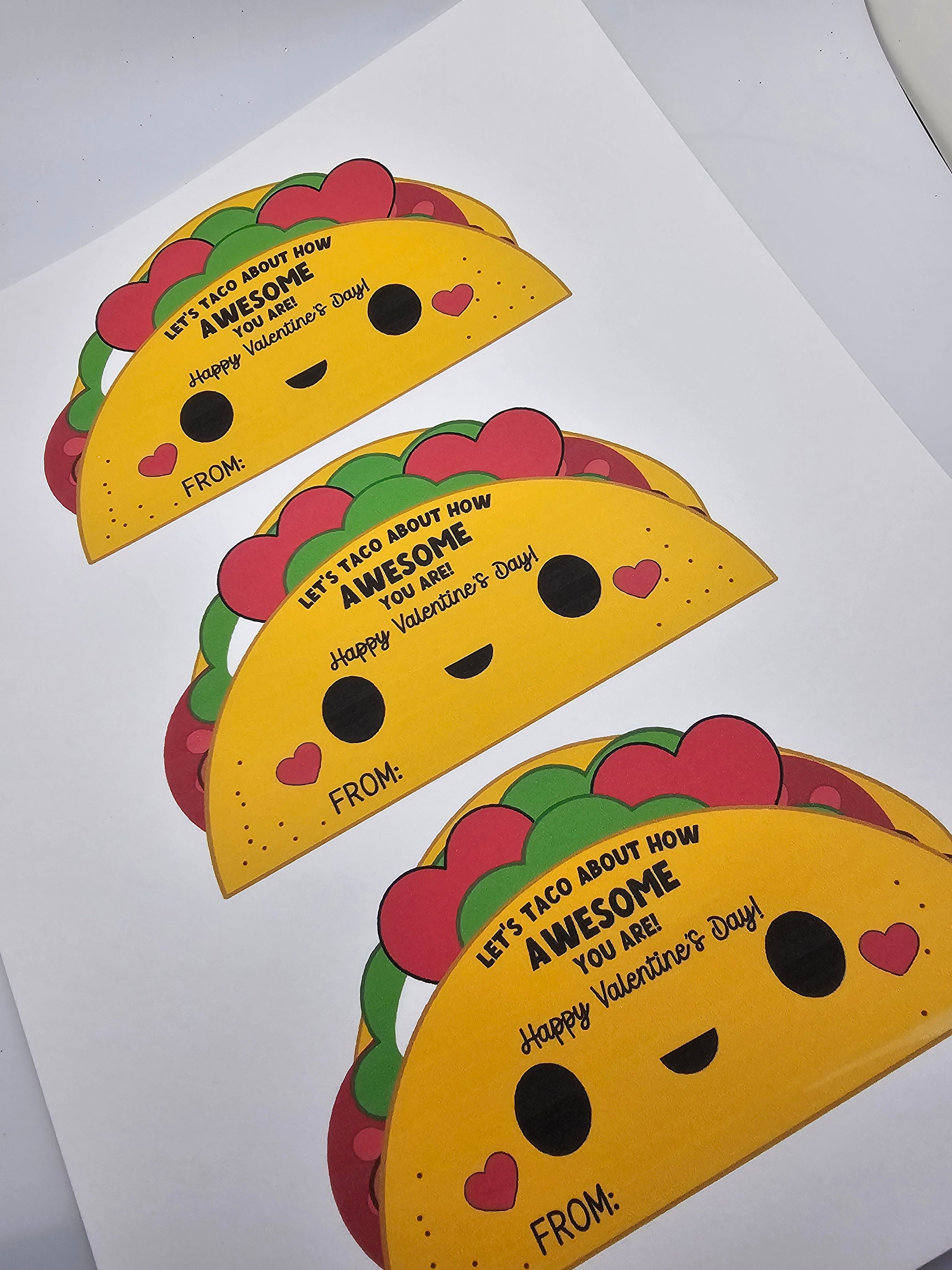 Valentine Printable Taco Card Valentine's Day Cut Out Taco Treat Tags ...