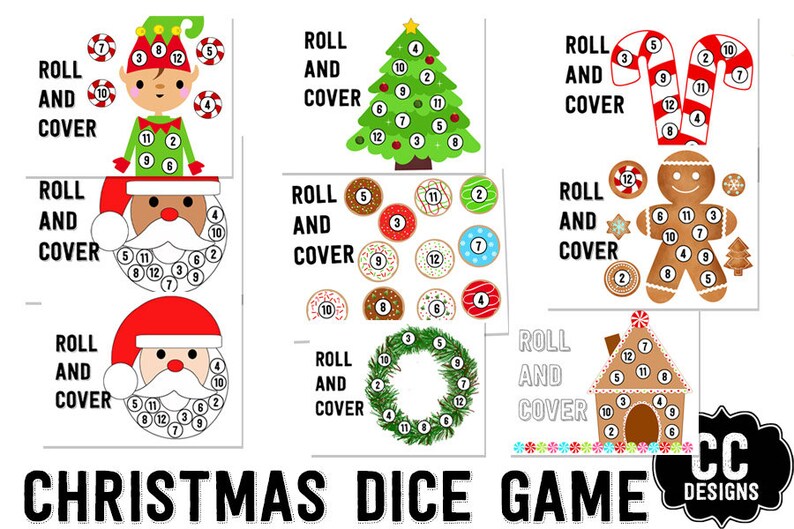 Christmas Games for Kids Roll A Dice and Cover Game I Classroom Party ...