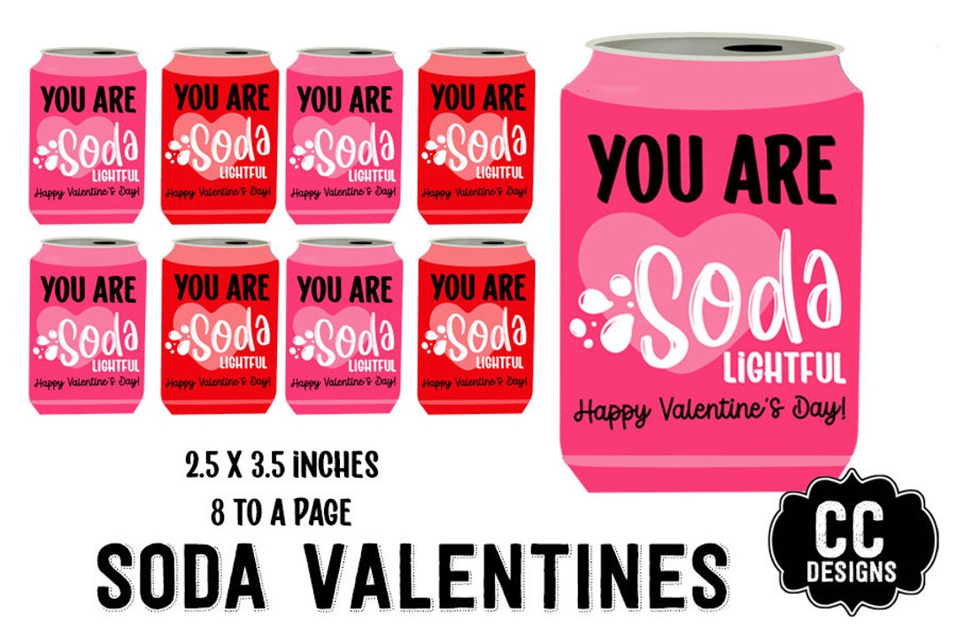 PRINTABLE Soda Valentine Digital Valentine Card Favor Tags - Etsy
