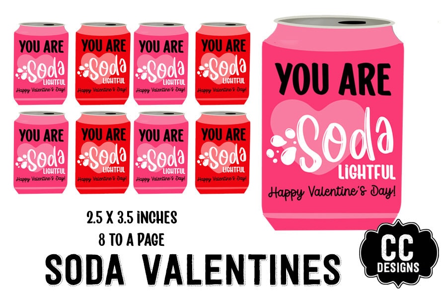 PRINTABLE Soda Valentine Digital Valentine Card Favor Tags - Etsy