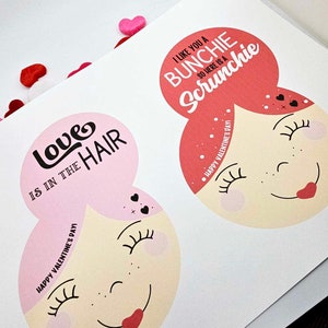 Valentine Printable Scrunchie Hair Tie Valentine's Day Favor Card Non ...