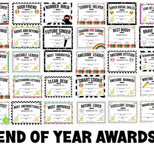 PRINTABLE End of the Year Awards 72 Colorful Last Day of School ...