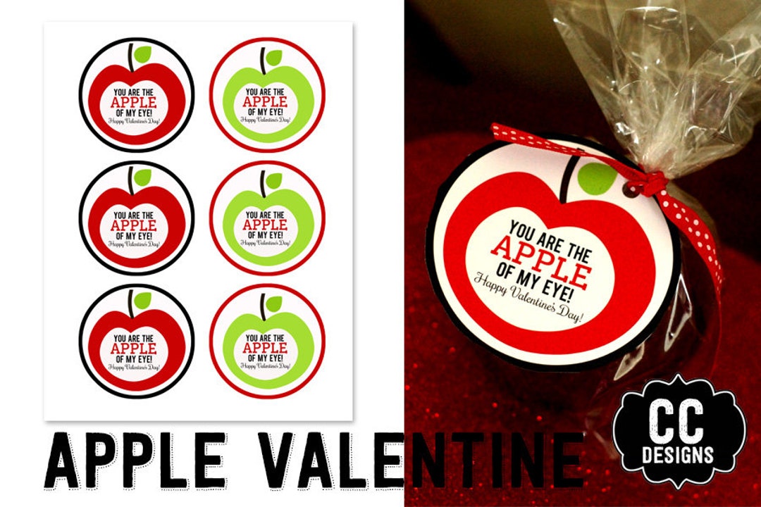 PRINTABLE Apple Valentine Favor Gift Card Valentines Cards Kids Apple ...