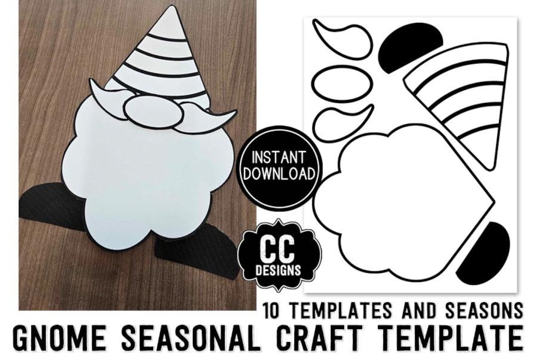 Gnome Craft Holiday Art Template Project for Holidays and Season Cute ...