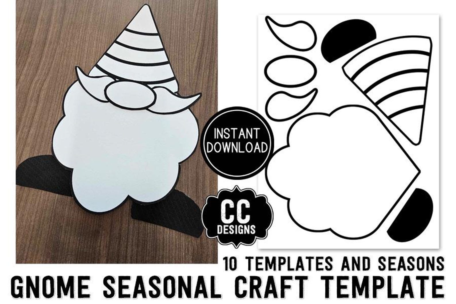 Gnome Craft Holiday Art Template Project for Holidays and Season Cute ...
