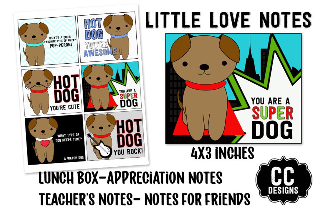 PRINTABLE Love Little Dog Puppy Notes Kids Lunch Notes Teacher Words of ...