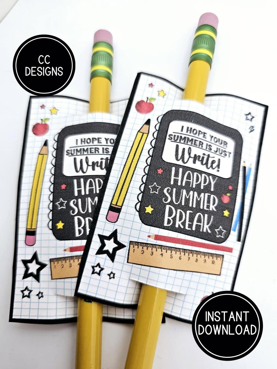 Last Day of School Pencil Favor Tags Printable Summer Break Tags for ...