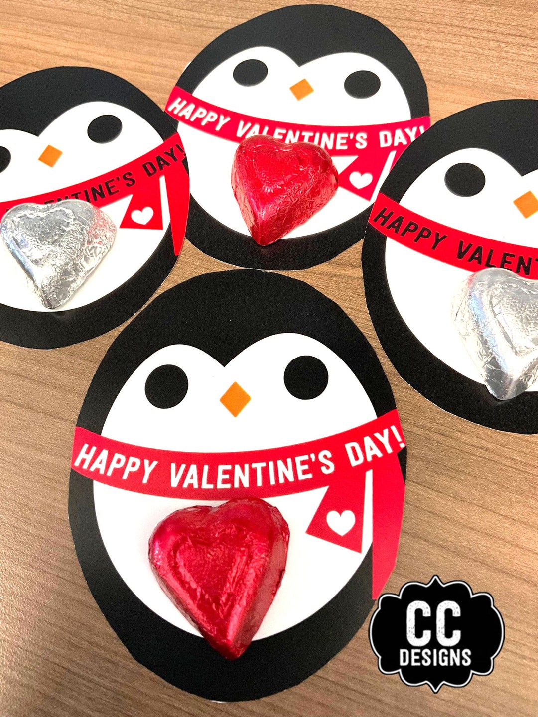 PRINTABLE Penguin Valentine Cut Out Digital Card Valentine Party Treat ...