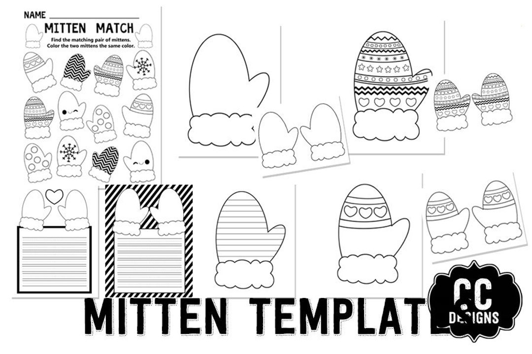 Mitten Craft Template Cut Out Art Kids Activity Worksheets - Etsy