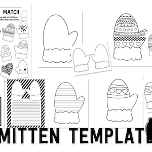 Mitten Craft Template Cut Out Art Kids Activity Worksheets - Etsy