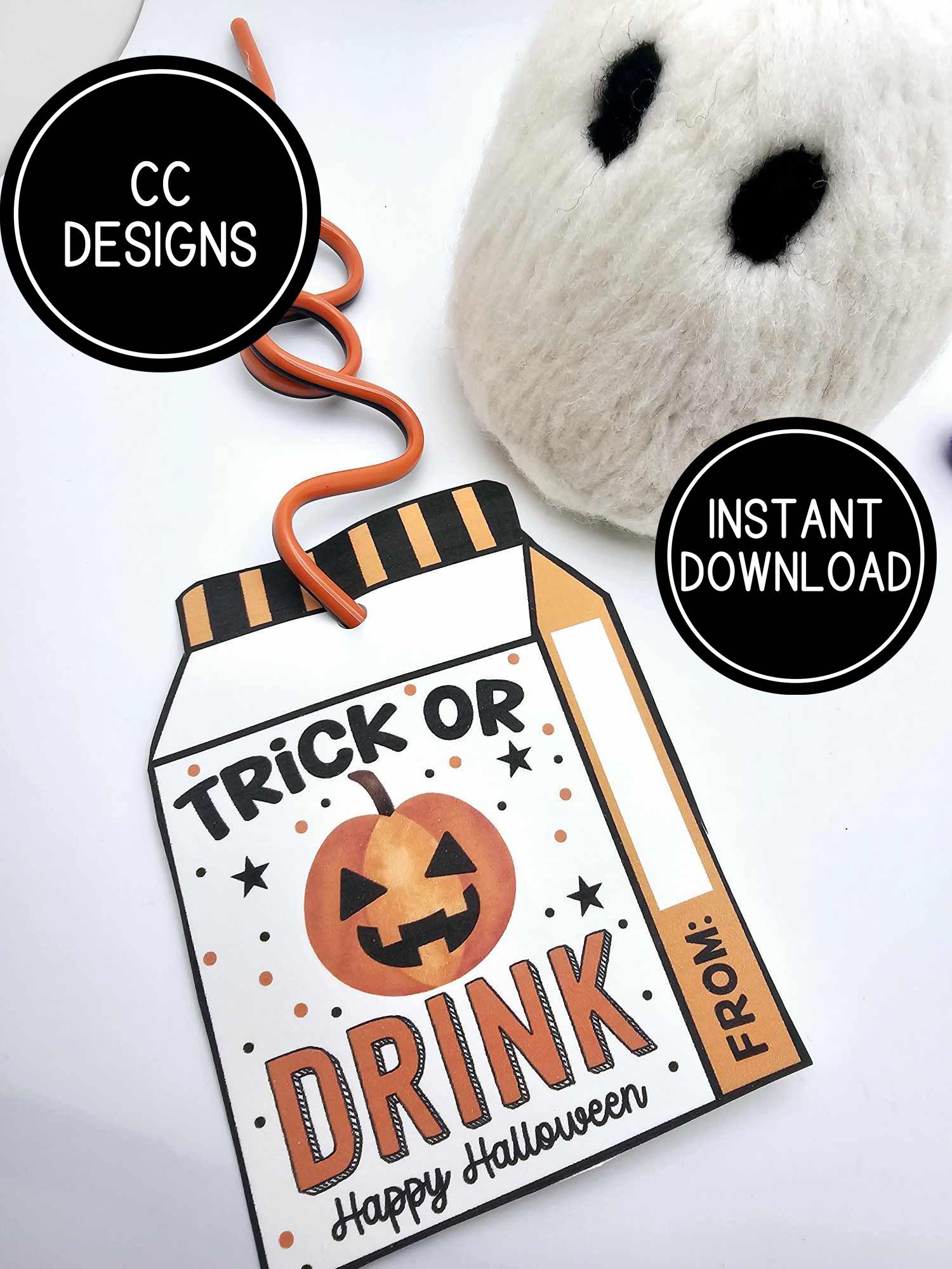 Halloween Straw Drink Party Favor Tags Milk Carton Straw Tags Fall ...
