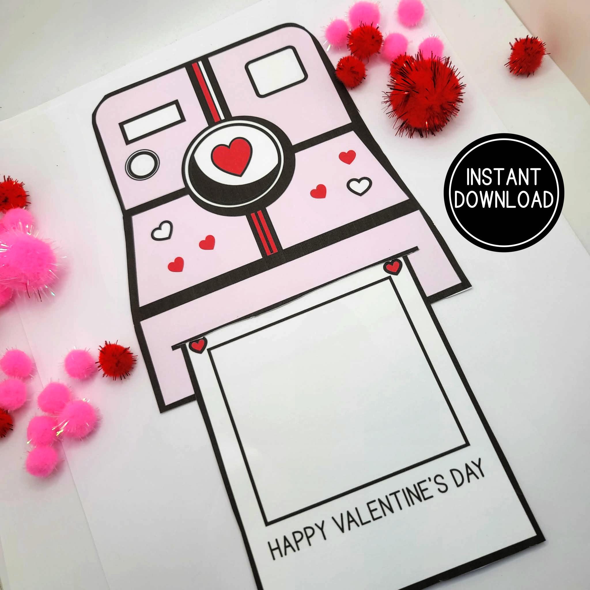 Polaroid Camera Valentine Craft – Printable Digital Activity | Instant ...