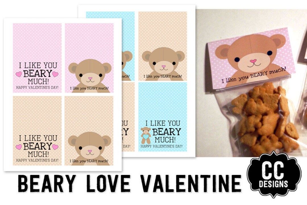 PRINTABLE Teddy Bear Valentine Preschool Party Favor Card Cute Boys ...