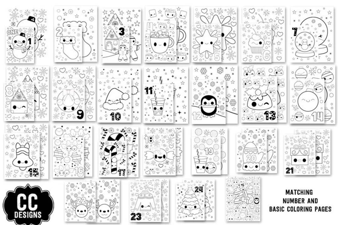 Christmas Advent Printable Holiday Advent Daily Coloring Activity Sheet ...