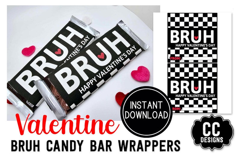 BRUH Valentine Printable Candy Wrapper Bruh Valentine's Day Candy Bar ...