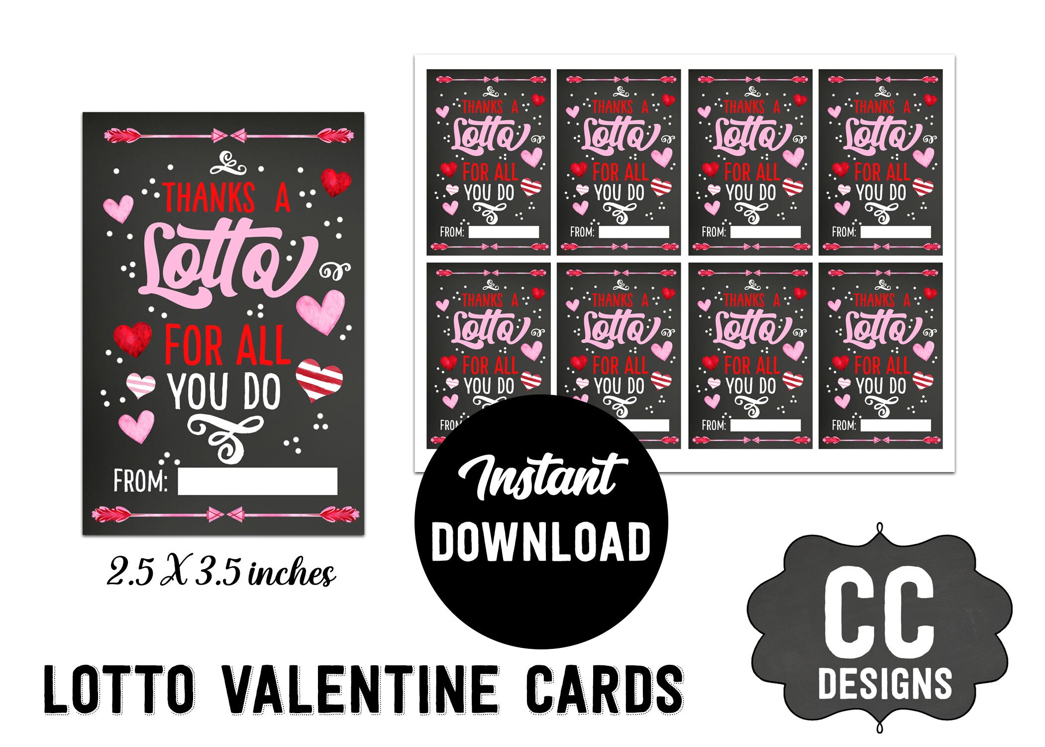 Printable Lotto Valentine Work Friend Lottery Ticket Card Favor DIY ...
