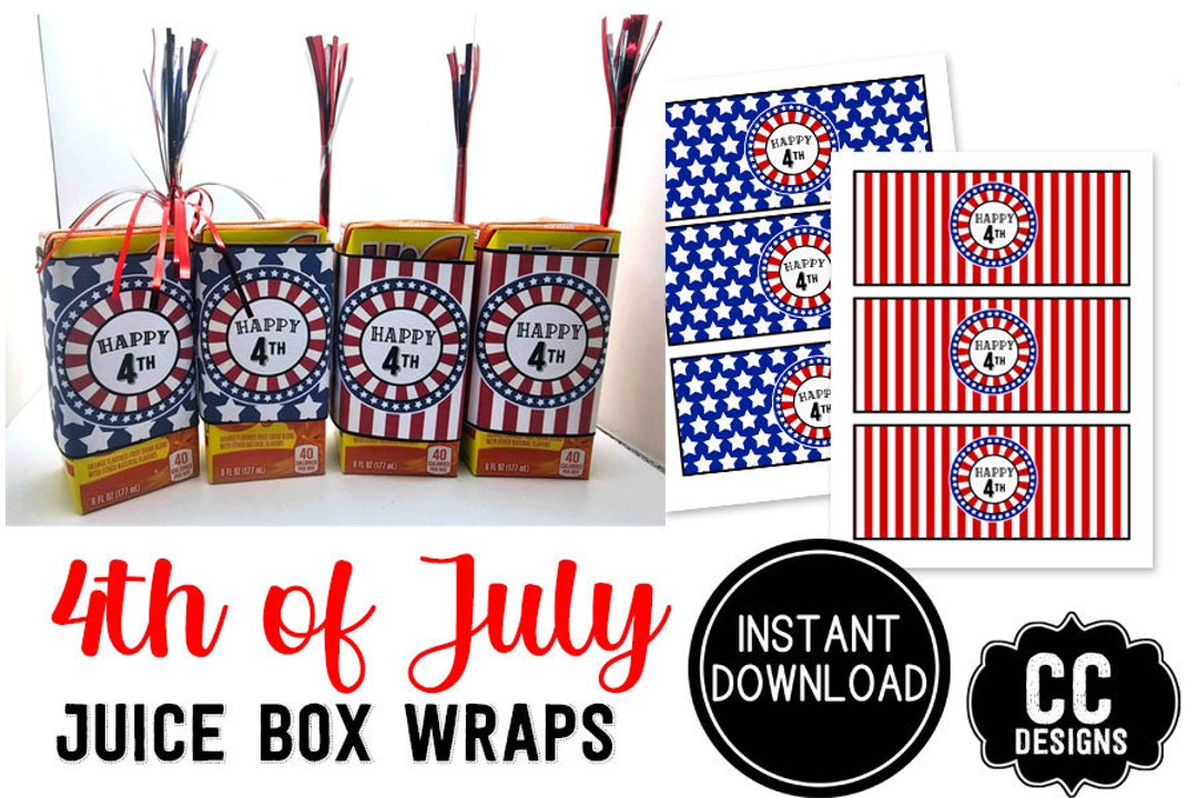 PRINTABLE Stars and Stripes Digital Juice Box Wrap Tags Wrappers for ...