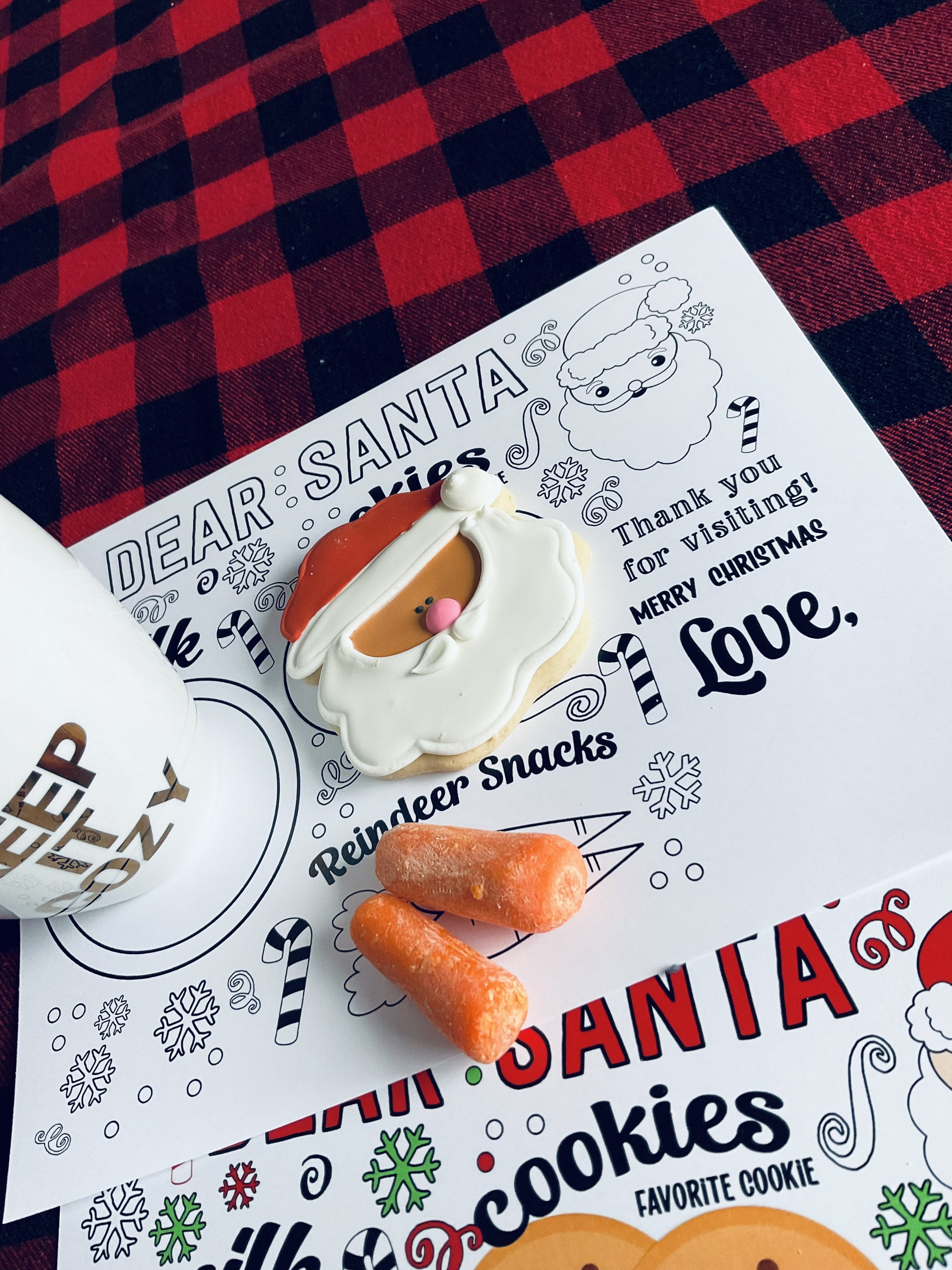 PRINTABLE Dear Santa Cookies and Milk Placemat Colored and - Etsy