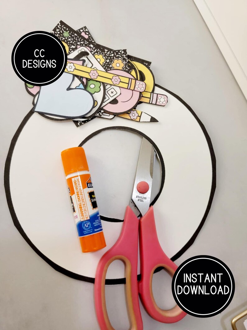 Doodle Wreath Craft Template Art Project for Back to School Craft ...