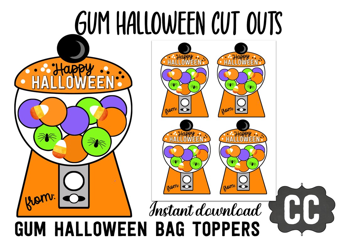 PRINTABLE Halloween Gumball Treat Favor Bag Cut Out Gum Bag - Etsy