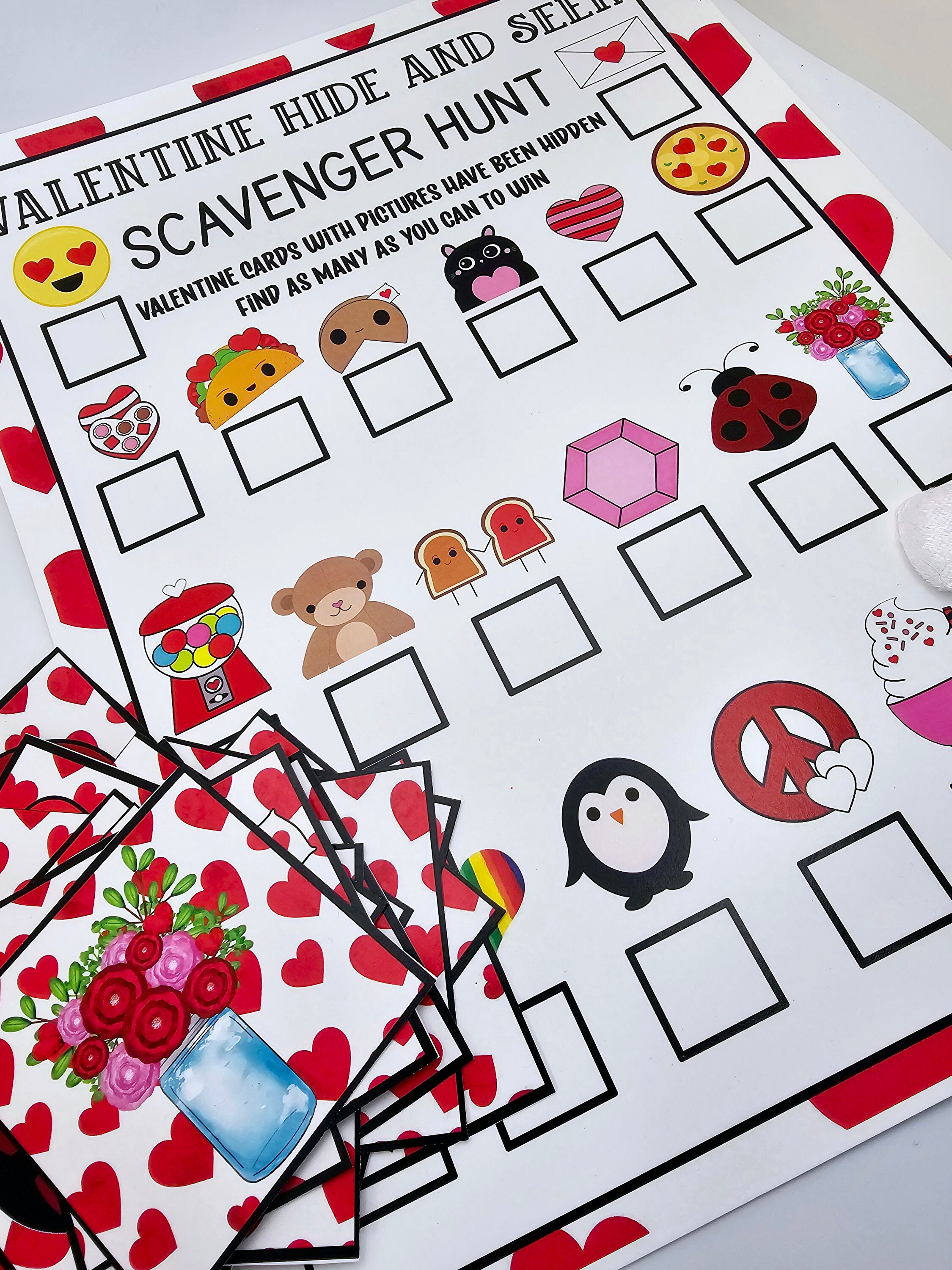 PRINTABLE Valentine Scavenger Hunt Easy Game Hide and Seek Card Game ...