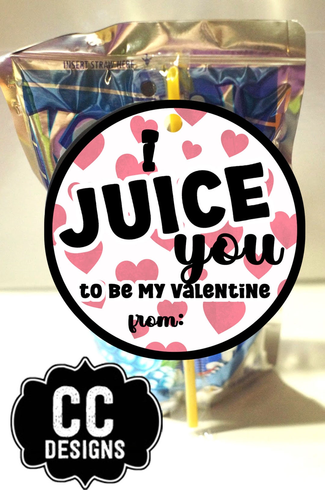 PRINTABLE Juice Pouch Valentine Tags Digital Instant Download Juice Box ...