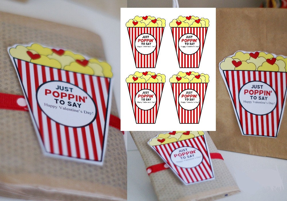 PRINTABLE Popcorn Love Digital Cut Out Popcorn Boxes Instant Download ...