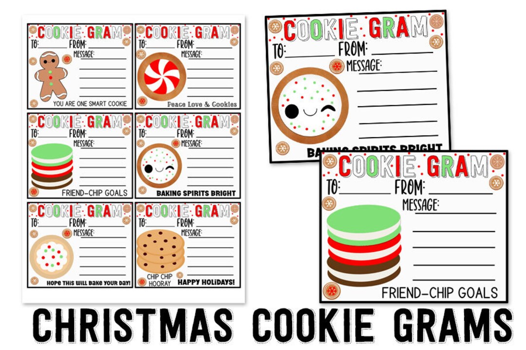 PRINTABLE Christmas Cookie Gram PTO Holiday Cookie Favor Tags Class ...
