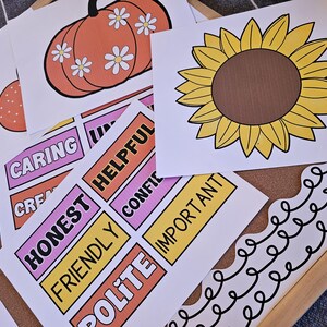 Groovy Fall Autumn Bulletin Board Kit Digital Art Door Kit Fall Themed ...