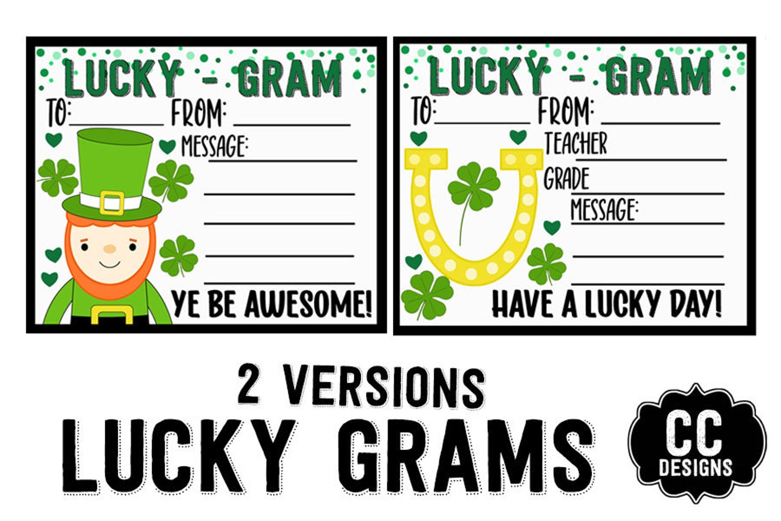 PRINTABLE Lucky Gram PTO Fundraiser Tags St. Patrick's Classroom ...