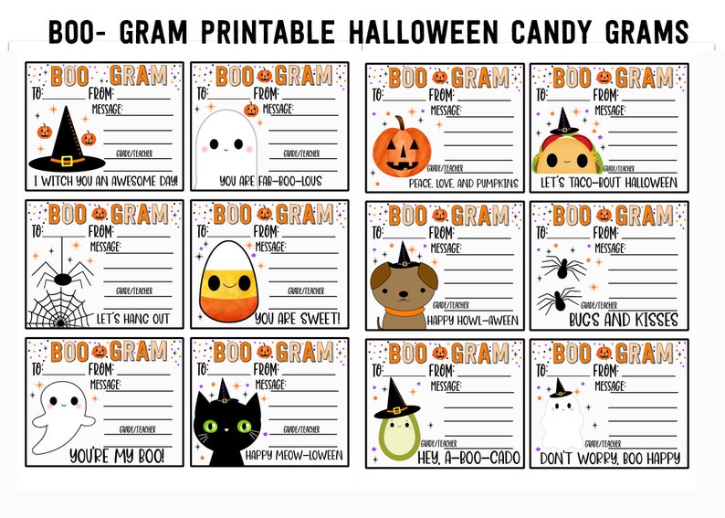 PRINTABLE Halloween Candy PTO Fundraiser Classroom Fun Boo Gram Candy ...
