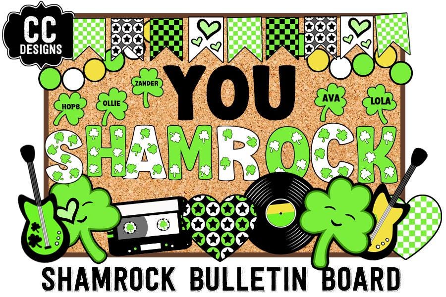 St. Patrick's Day Shamrock Bulletin Board Kit Shamrock Door Kit Clover ...