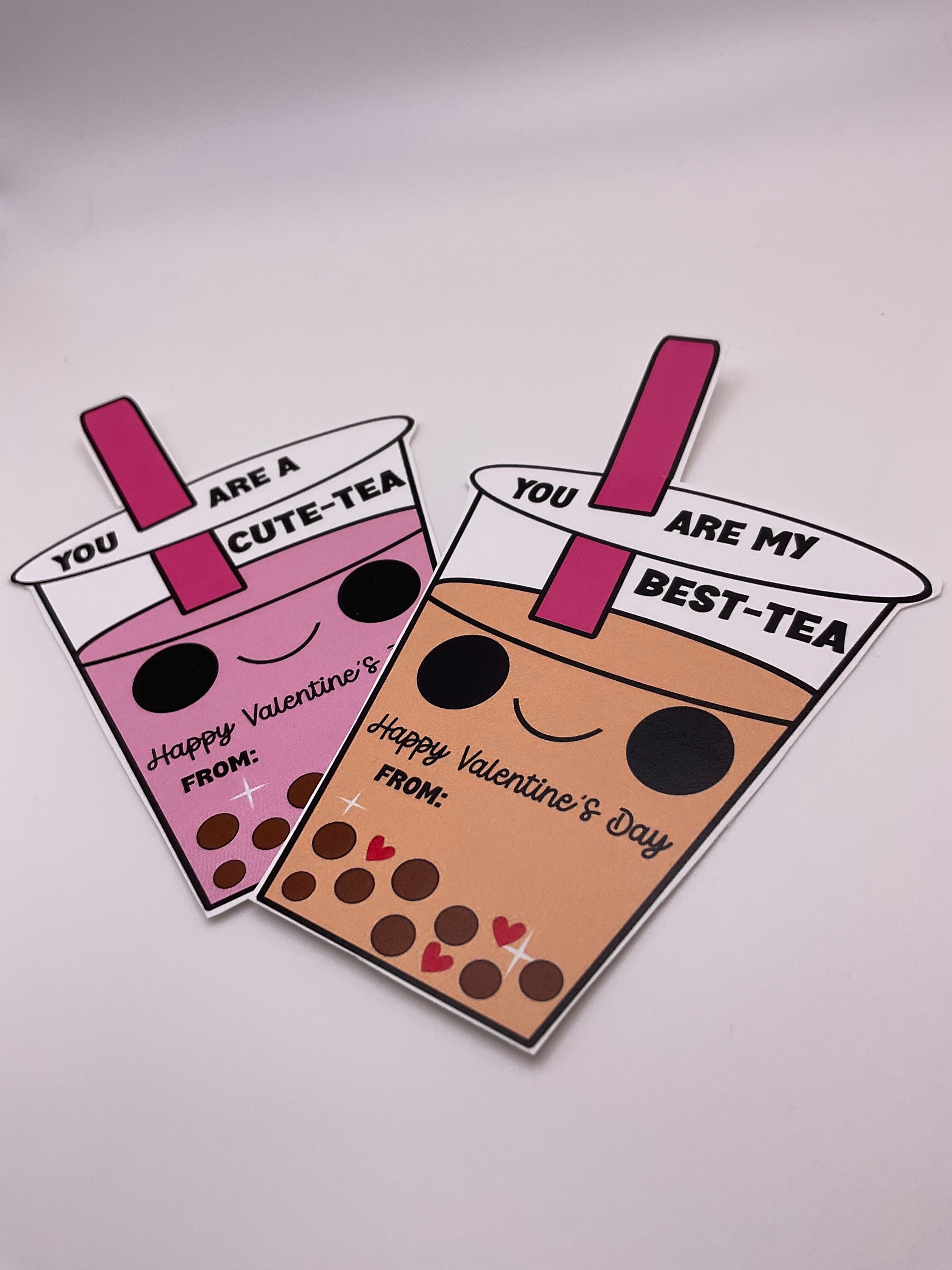 Printable Boba Tea Valentine Cut Out Digital Valentines Day DIY Cut of ...