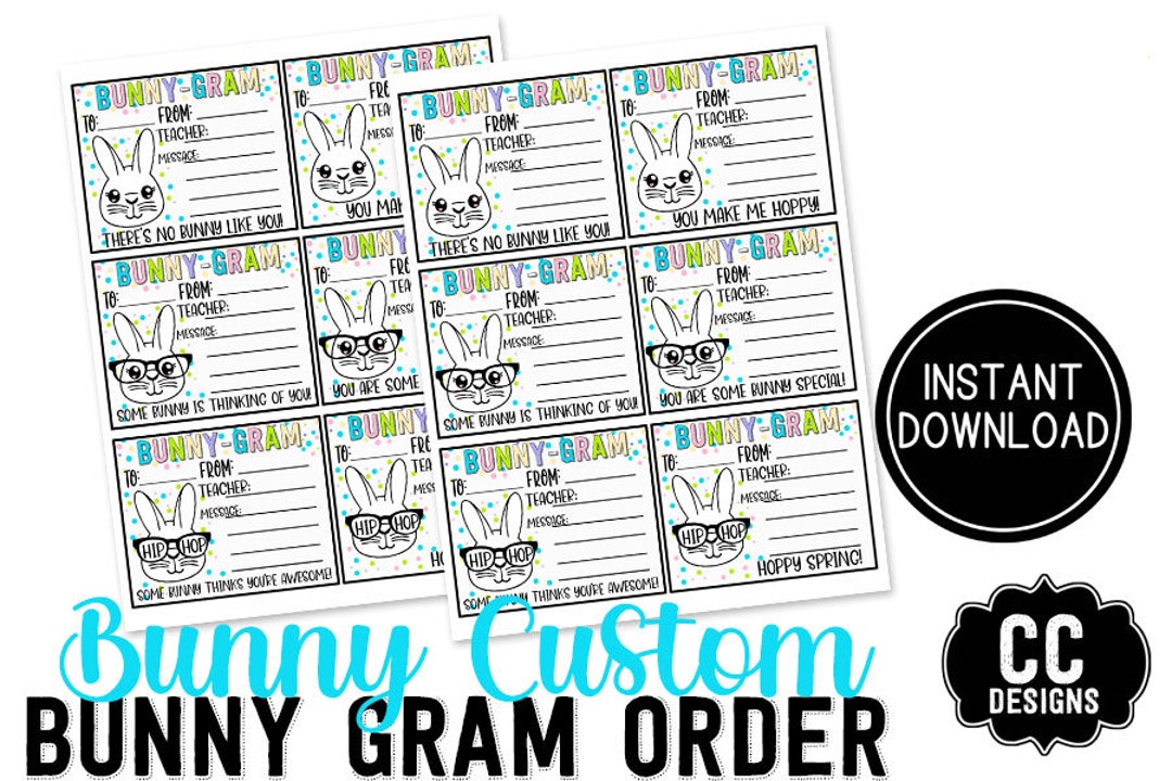 Custom Printable Bunny Gram School Fundraiser Tags - Etsy