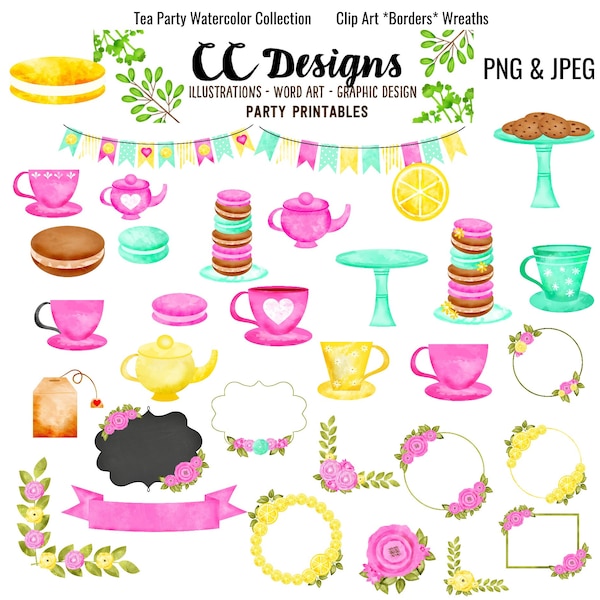 Tea Party Clip Art Frames - Etsy