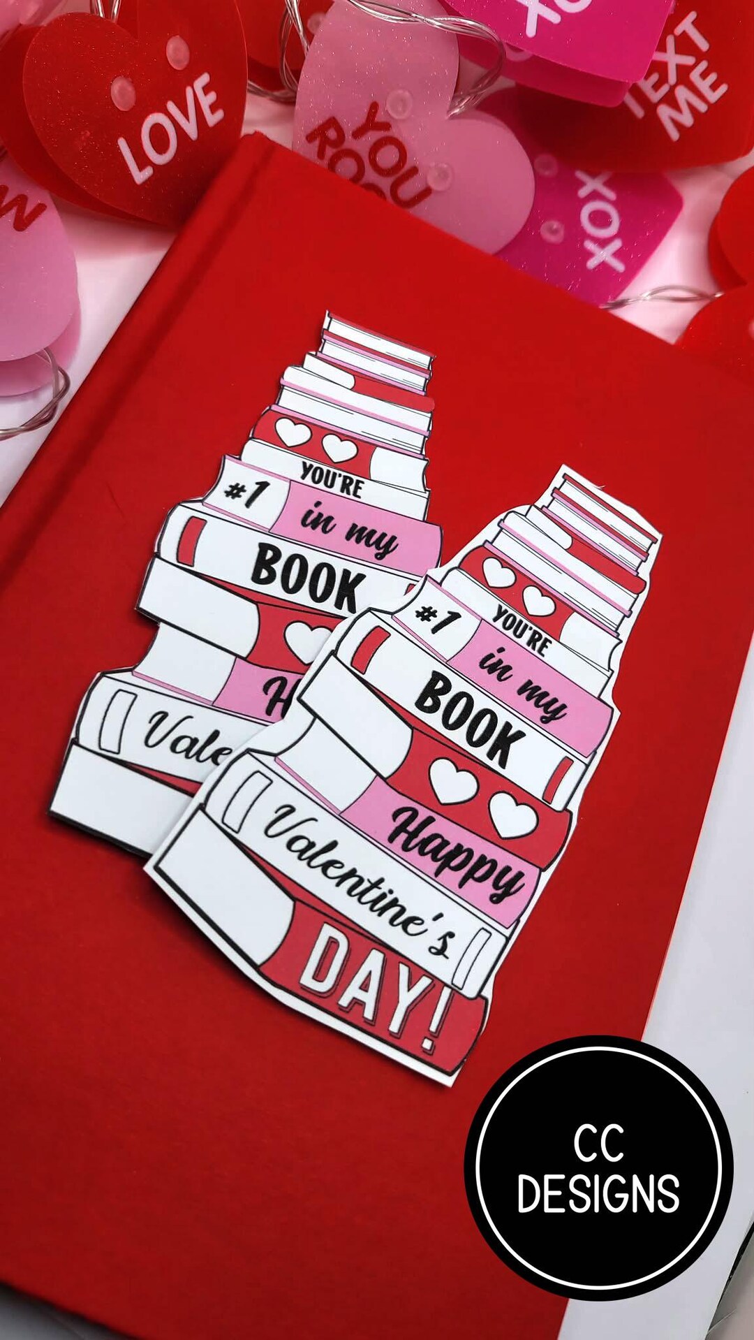 PRINTABLE Love Stacks Bookmark Valentine Card Favor Easy DIY Valentine ...