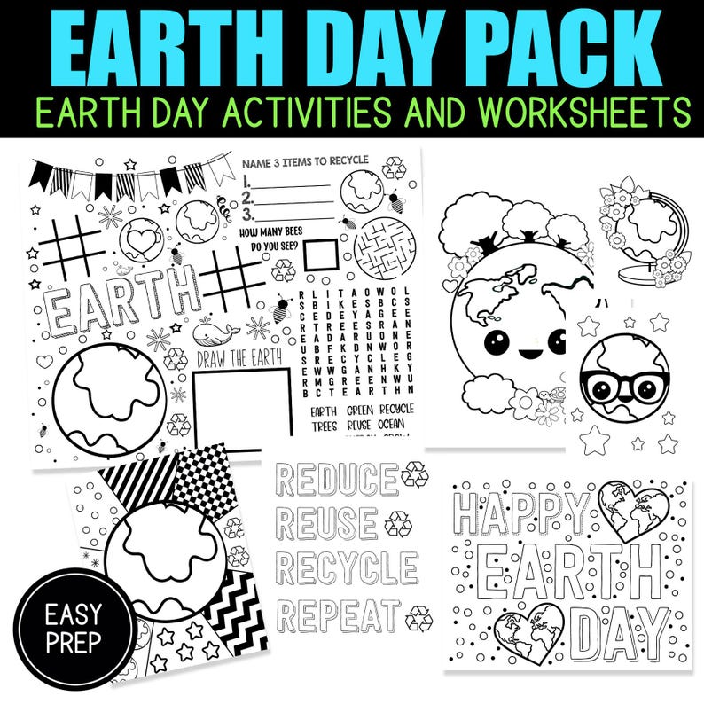 Earth Day Activity Pack: Worksheets, Coloring Pages, Printables ...