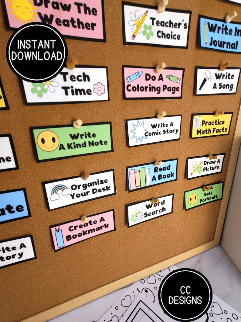Choice Board Bulletin Board Kit Word Blocks for Early Finisher I'm Done ...